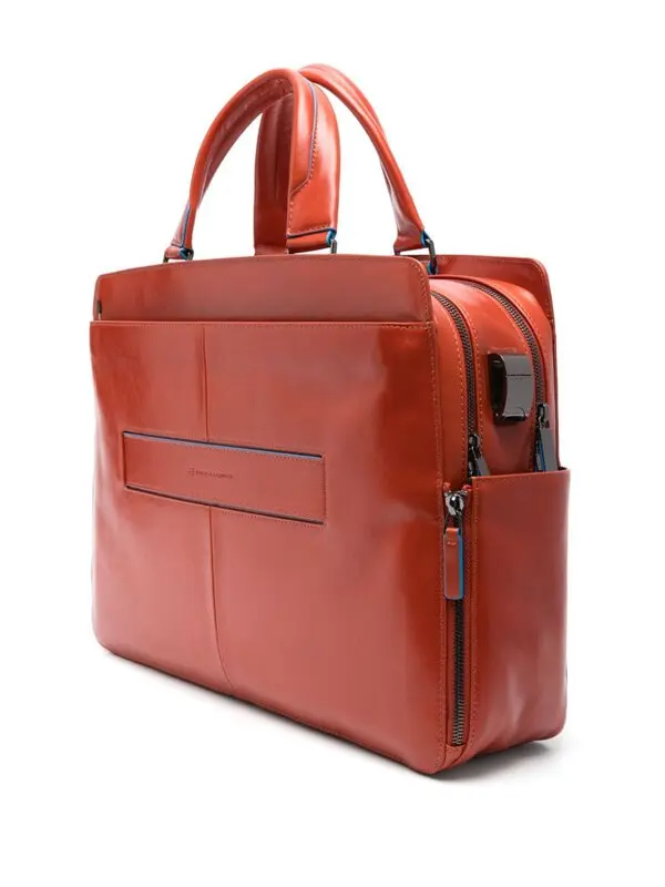 PIQUADRO Leather Laptop Bag - Orange