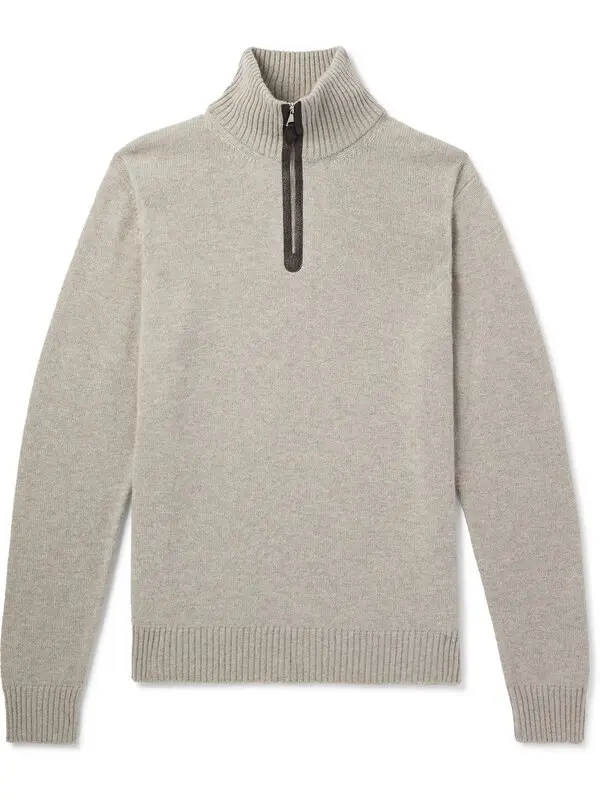 Purdey Cashmere Zip-up Sweater - Neutrals