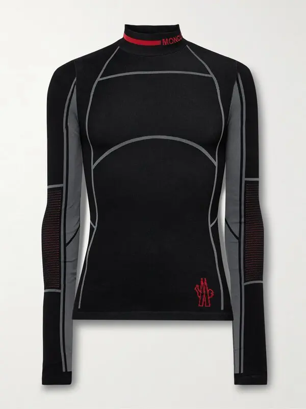 Moncler Logo-jacquard Stretch-knit Ski Base Layer - Black