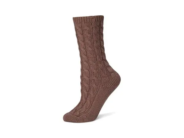 Eberjey Cozy Cable Knit Crew Socks - Taupe