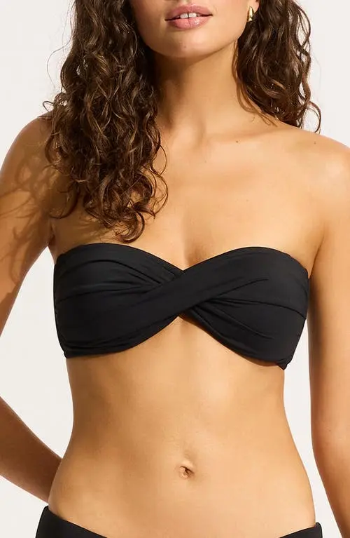Seafolly Twist Front Bandeau Bikini Top - Black
