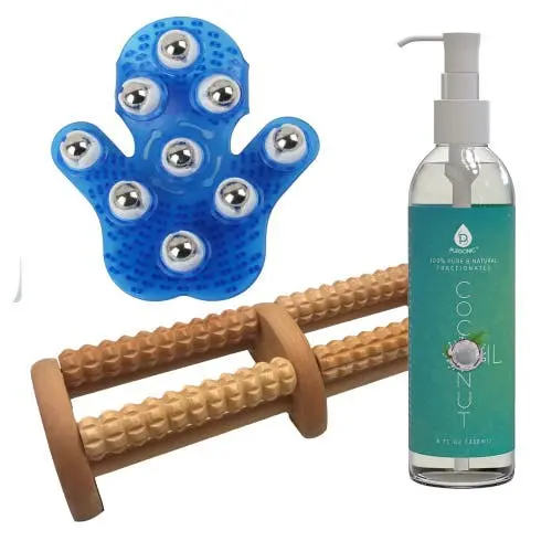 PURSONIC Palm Massage Glove, Wood Foot Massager - Multicolor