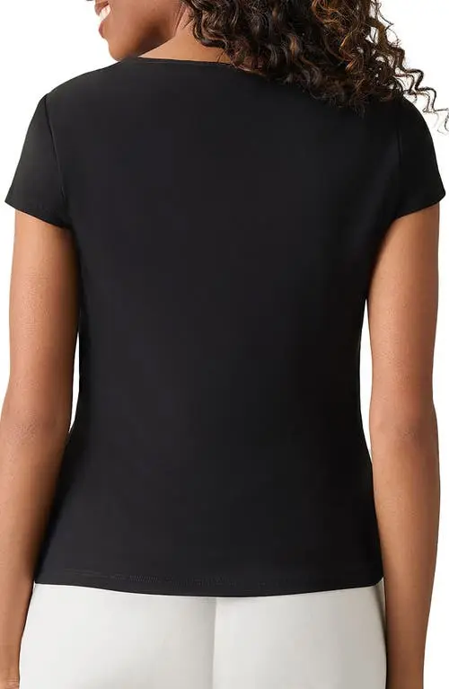 KASPER Cap Sleeve Cowl Neck Top - Black