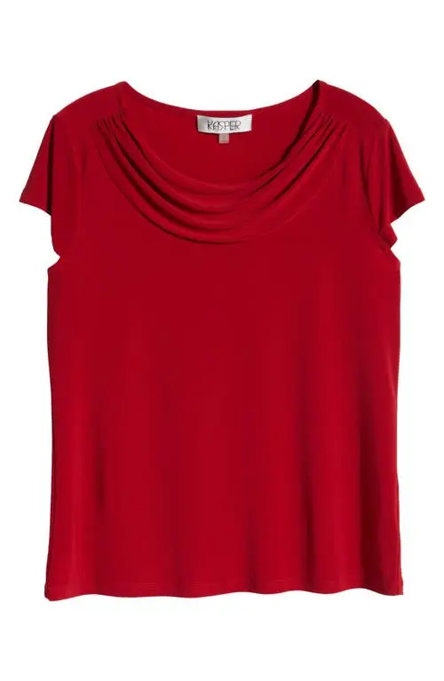 KASPER Cap Sleeve Cowl Neck Top - Fire Red