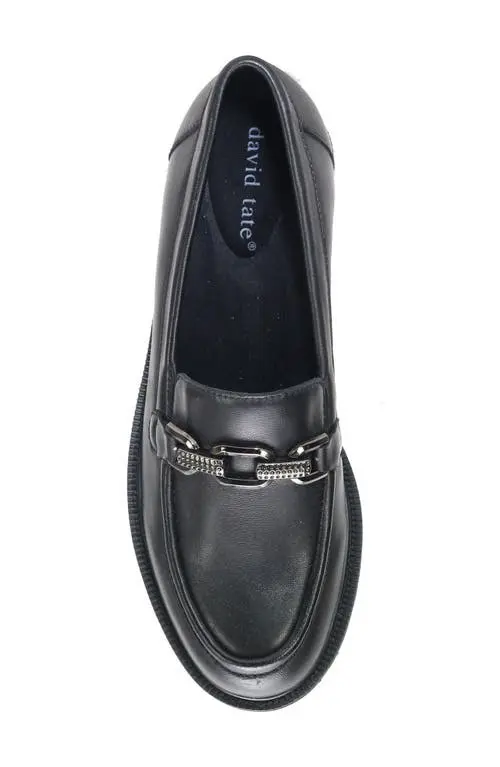 DAVID TATE Magical Rhinestone Lug Loafer - Black Nappa