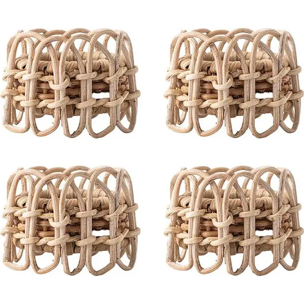 JULISKA Provence Set Of 4 Rattan Napkin Rings - Natural/ Whitewash