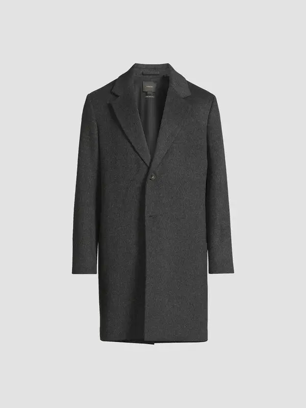 Vince Notch Lapel Wool-blend Coat - Charcoal