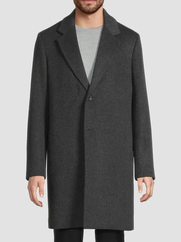 Vince Notch Lapel Wool-blend Coat - Charcoal