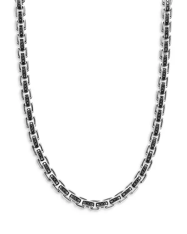 David Yurman Box Chain Necklace With Black Diamonds - Black/silver