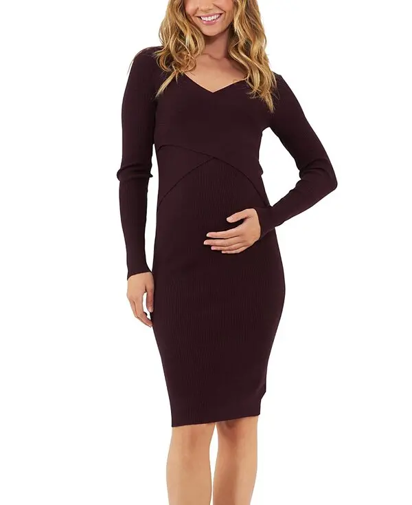Ripe Maternity Sadie Rib Knit Nursing Dress - Maroon - 23% Off |  Editorialist