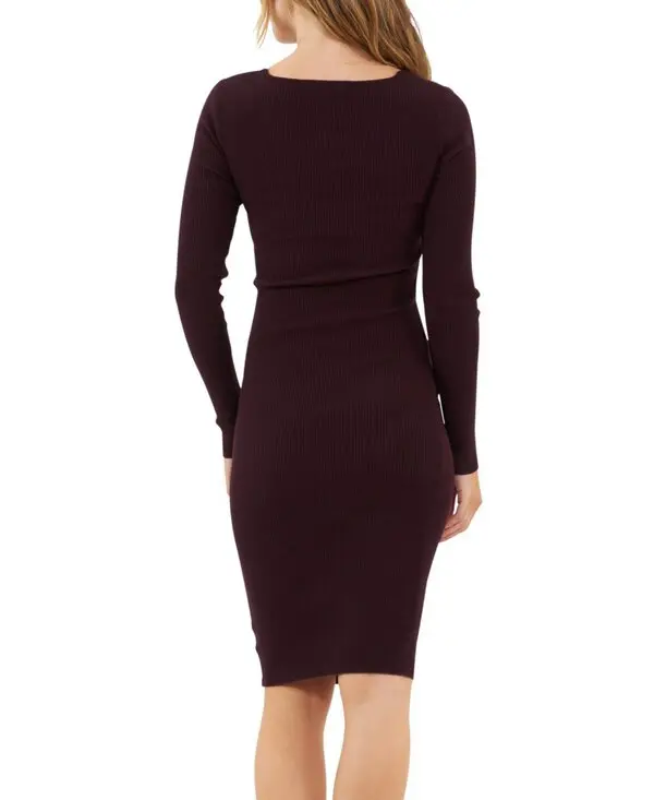 RIPE MATERNITY Sadie Rib Knit Nursing Dress - Maroon