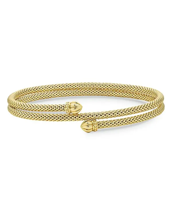 Lagos 18k Yellow Caviar Endcap Double Wrap Bracelet - Gold