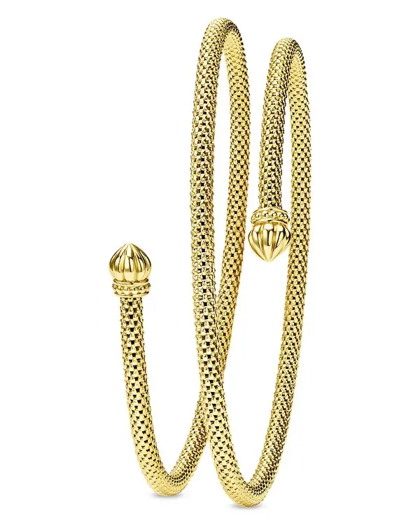 Lagos 18k Yellow Caviar Endcap Double Wrap Bracelet
