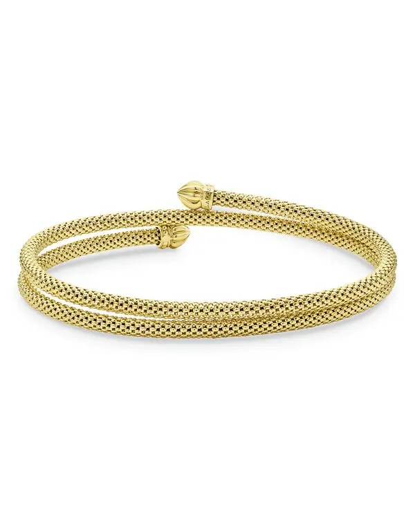 Lagos 18k Yellow Caviar Endcap Double Wrap Bracelet