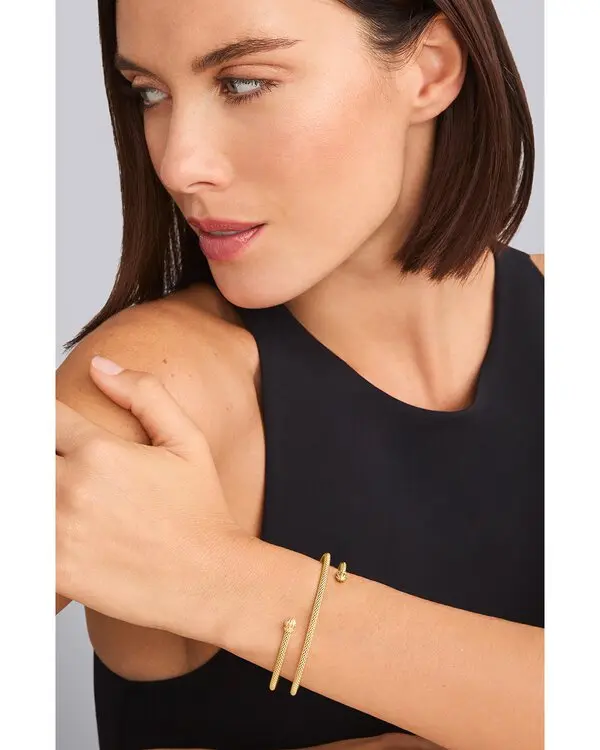 Lagos 18k Yellow Caviar Endcap Double Wrap Bracelet