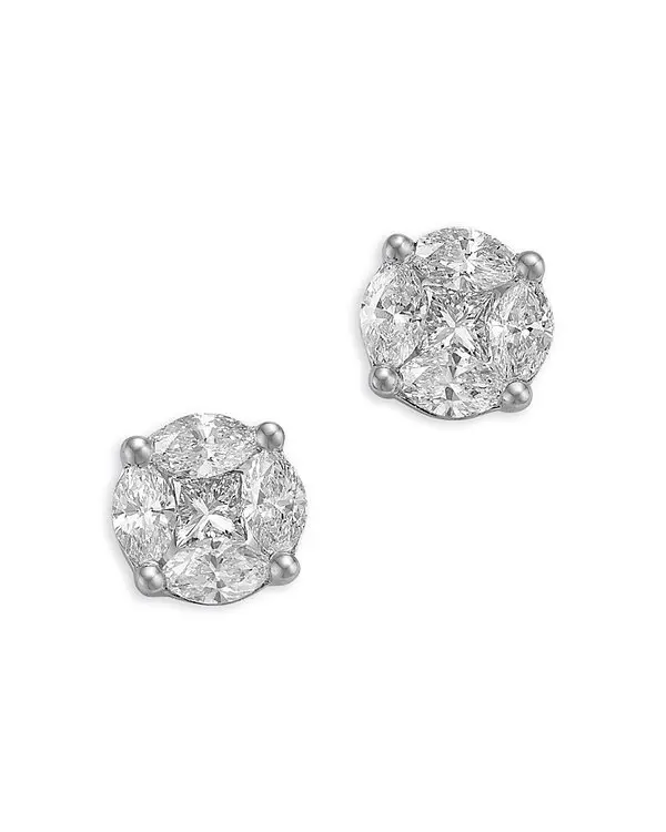 Bloomingdale'S Diamond Cluster Stud Earrings 0.75 Tcw - White