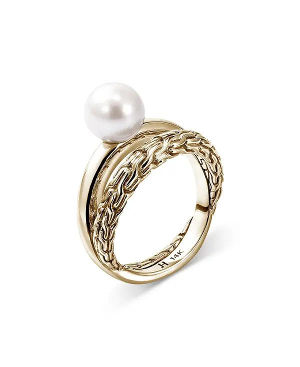 John Hardy Jh Essential Pearl Crossover Ring - White/gold