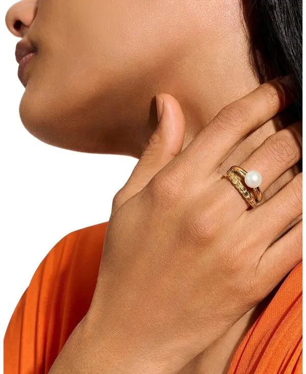 John Hardy Jh Essential Pearl Crossover Ring