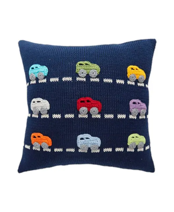 MELANGE COLLECTION Knit Cotton 10 Mini Car Pillow - Navy