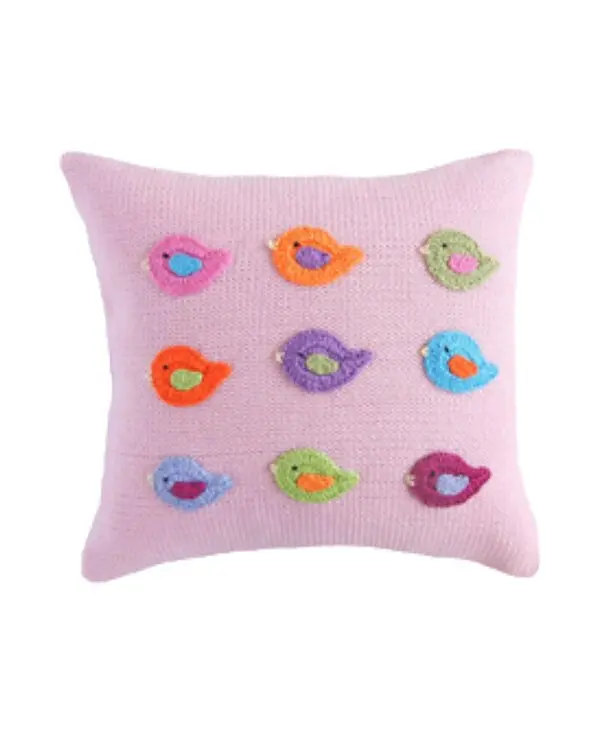 MELANGE COLLECTION Knit Cotton 10 Bird Pillow - Pink