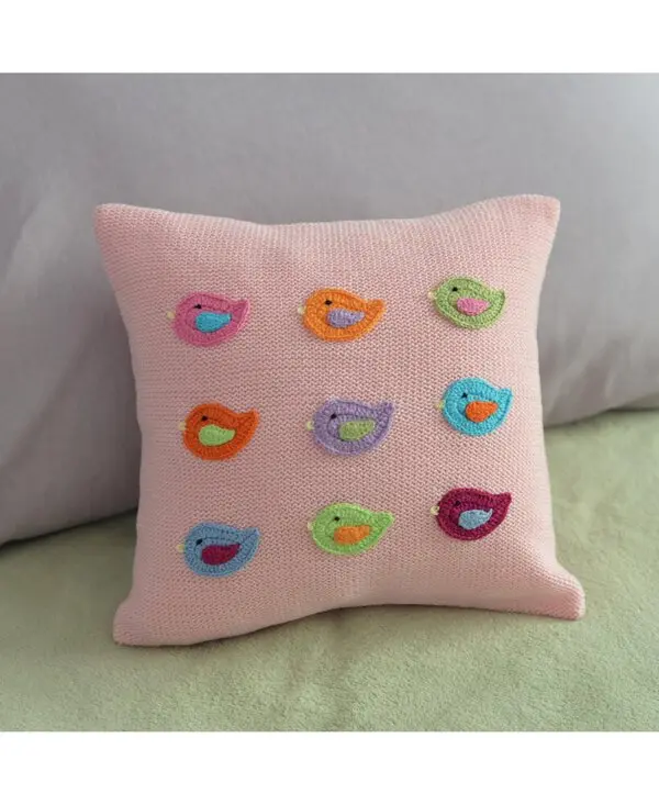 MELANGE COLLECTION Knit Cotton 10 Bird Pillow