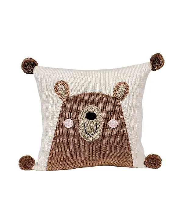 MELANGE COLLECTION Knit Cotton Teddy Bear 10 Pillow - Light Beige