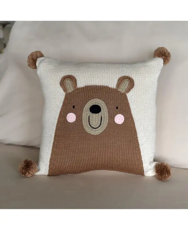 MELANGE COLLECTION Knit Cotton Teddy Bear 10 Pillow