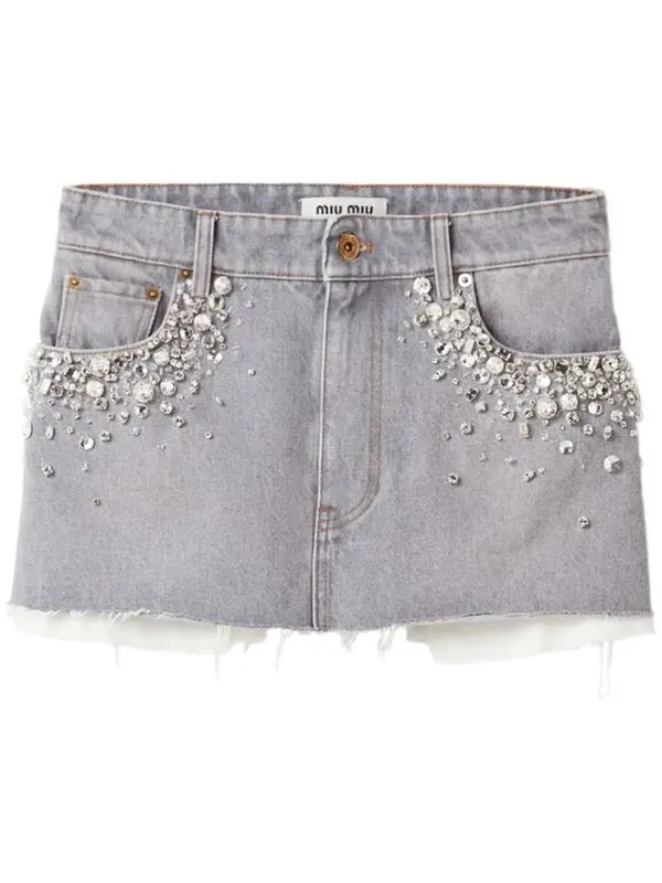 Miu Miu Denim Miniskirt - Grey