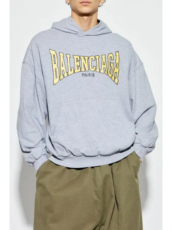 Balenciaga Logo-print Hoodie - Grey