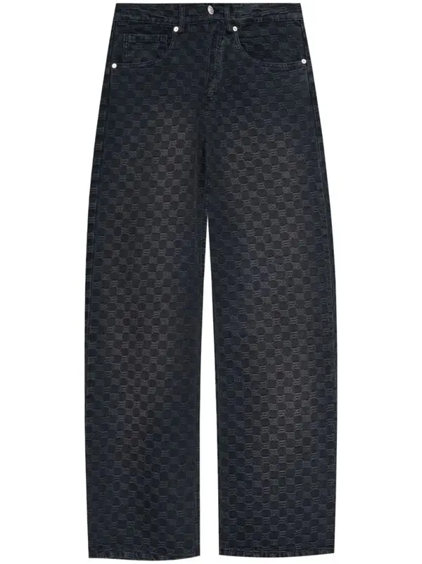 MISBHV Jacquard Monogram Wide Leg Jeans - Black