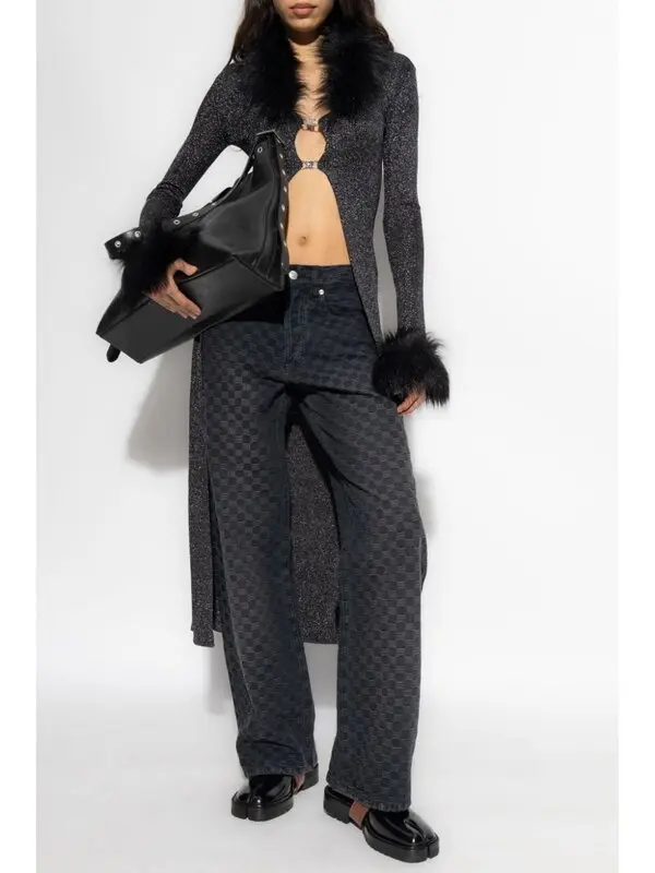MISBHV Jacquard Monogram Wide Leg Jeans - Black