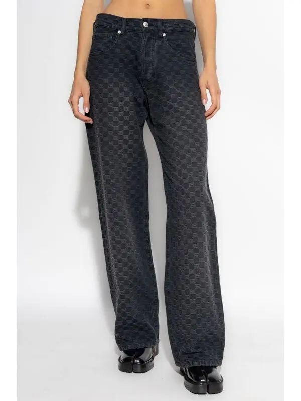 MISBHV Jacquard Monogram Wide Leg Jeans - Black