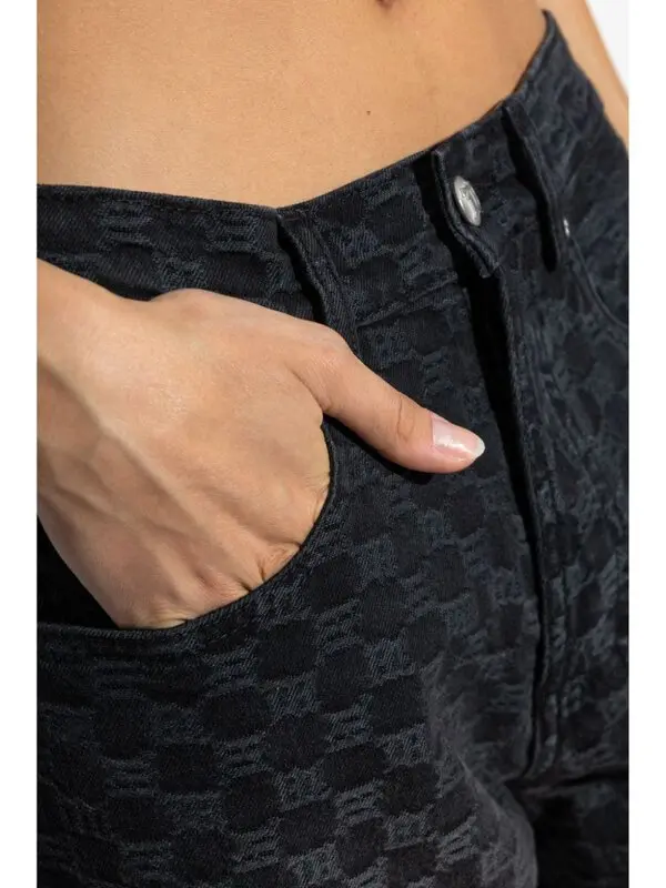 MISBHV Jacquard Monogram Wide Leg Jeans - Black