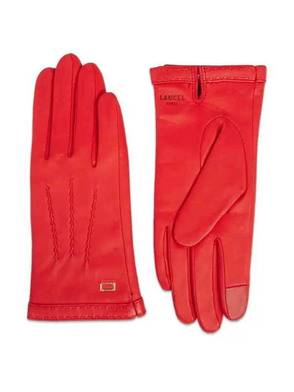LANCEL Sellier Stitching Gloves - Red
