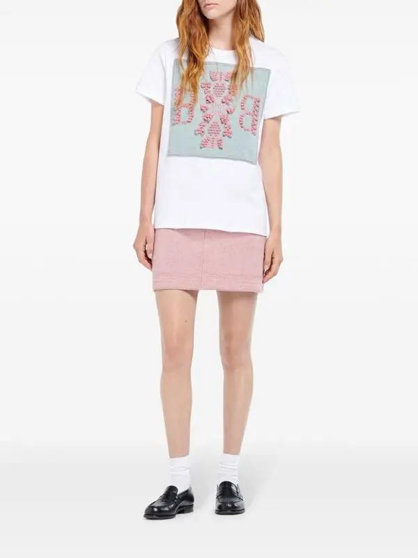 BARRIE Contrast-stitch Mini Skirt - Pink