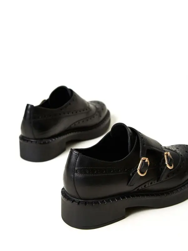 TWINSET Double-strap Leather Oxford Shoes