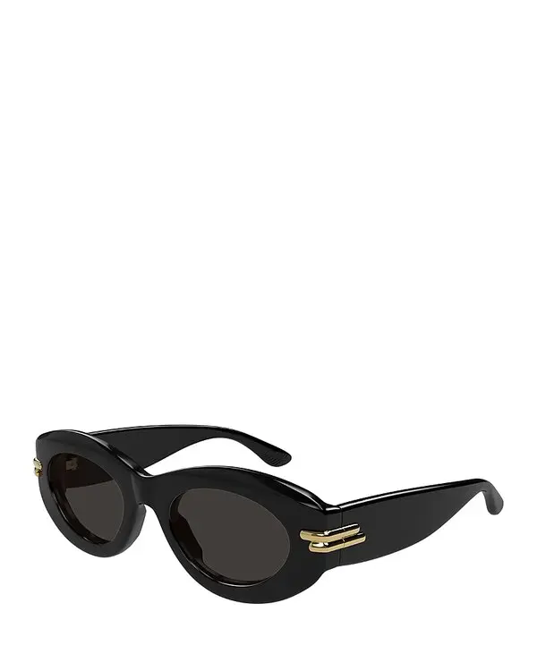 Bottega Veneta Bold Ribbon Oval Sunglasses - Black