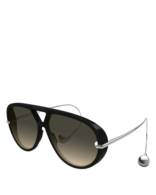 Bottega Veneta Fashion Show Geometrical Sunglasses, 63mm - Black/silver