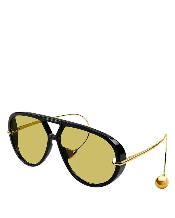Bottega Veneta Fashion Show Geometrical Sunglasses, 63mm - Black/yellow