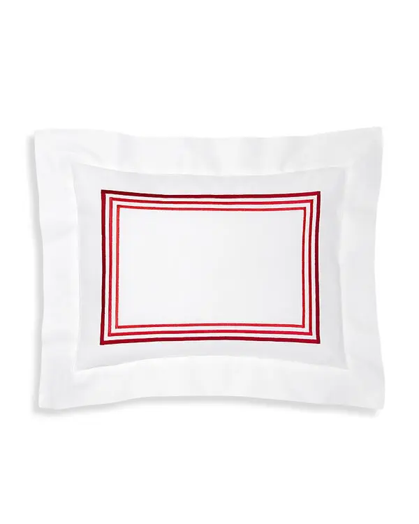 PRATESI Tre Righe Ombre Boudoir Sham - White/scarlet