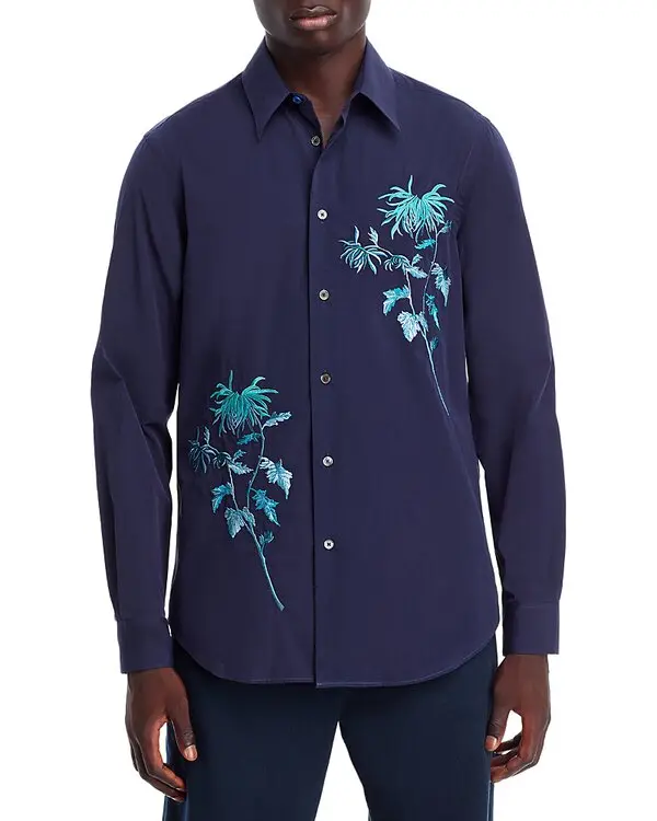 Paul Smith Ps Embroidered Long Sleeve Button Front Shirt
