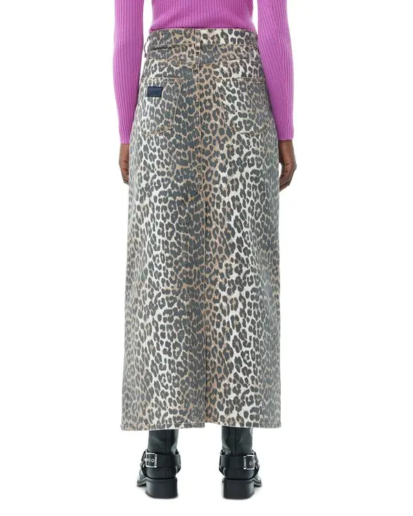 GANNI Print Denim Maxi Skirt