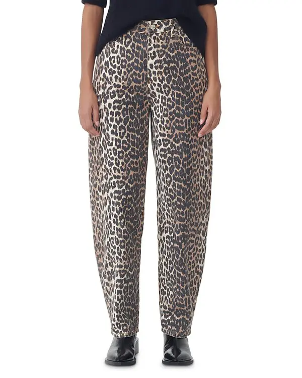 GANNI Stary Barrel Jeans - Leopard