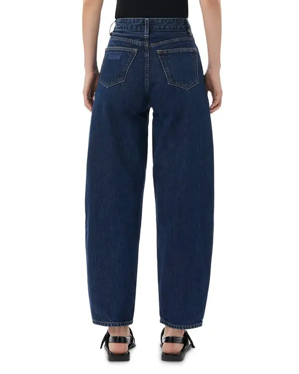 GANNI Stary Barrel Denim Jeans - Dark Blue