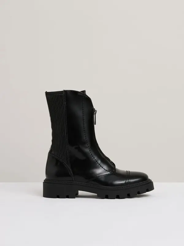 REISS Sophie Leather Zip-front Ankle Boots
