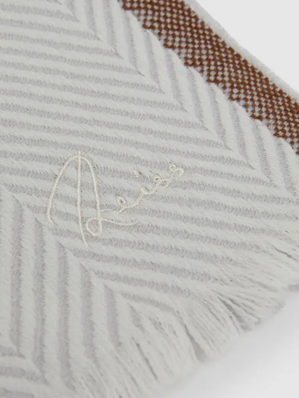 REISS Lola Logo-embroidered Wool-herringbone Scarf
