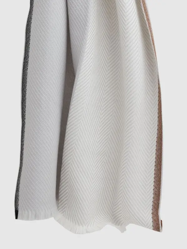 REISS Lola Logo-embroidered Wool-herringbone Scarf