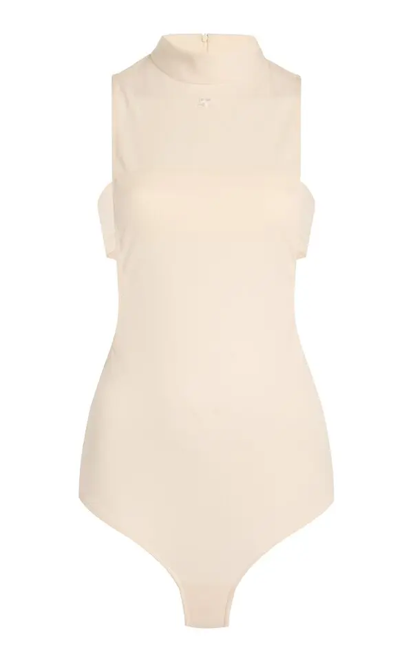 COURREGES Mockneck Crepe Jersey Bodysuit