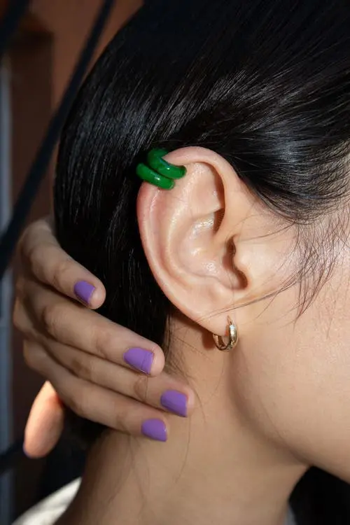 SEREE Abby Single Jade Cuff Earring - Green