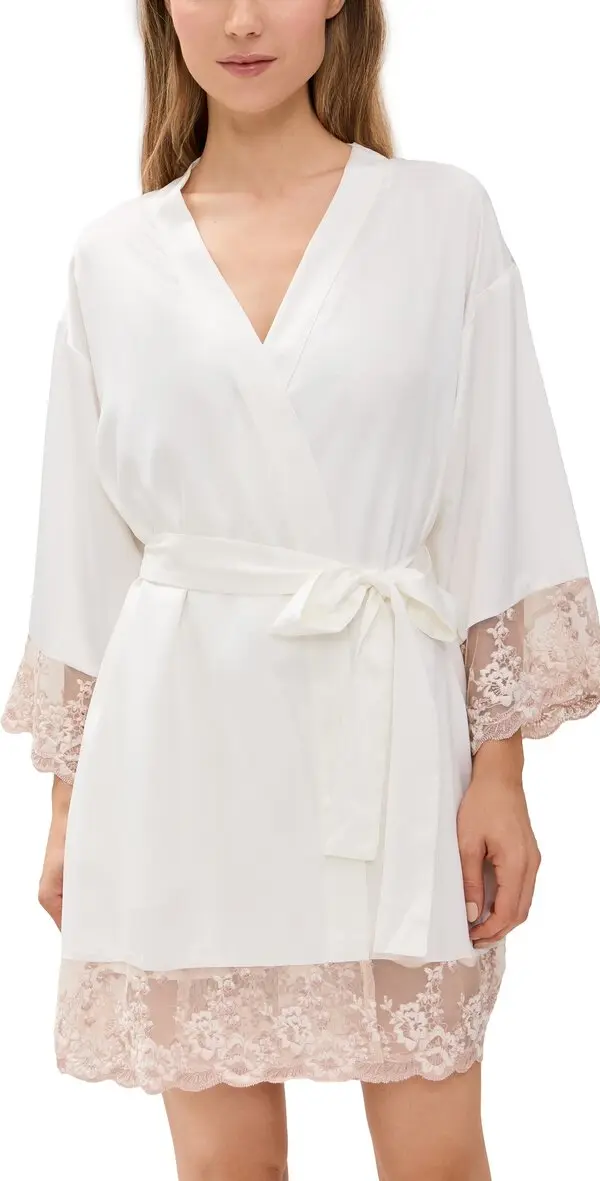 Flora Nikrooz Rosa Charmeuse Kimono - Ivory
